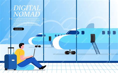 Premium Vector Digital Nomad Vector Illustrationfreelance Work