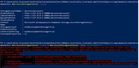 Creating Azure Storage Container With Azurite Aka Azure Local Storage Name Validation Error