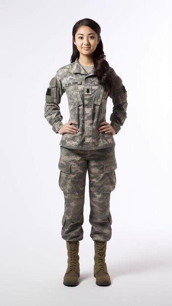 Una Mujer Con Uniforme Militar Posando Para Una Foto Foto Premium