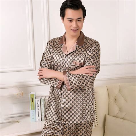 Pickur Mind Men Silk Pajamas Trousers Suit Men Full Body Pajama