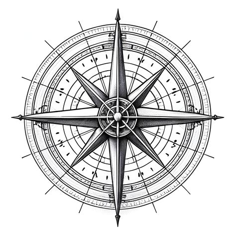 Premium Vector Compass Monochrome Ink Sketch Vector Drawing Engraving