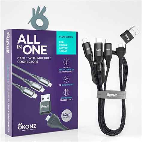 OKONZ 100W 3 In 2 IPhone Type C Micro Usb Cable PD QC4 0 Super Fast