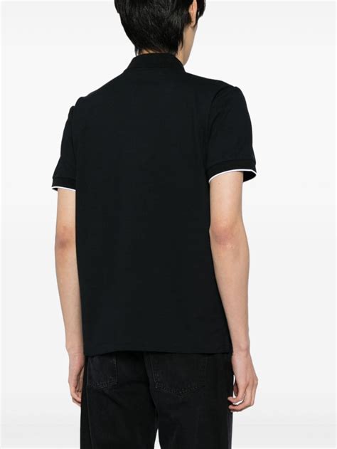 Alpha Tauri Logo Appliqué Piqué Polo Shirt Black Farfetch