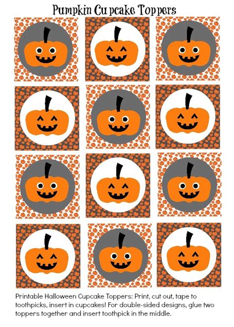 Free Cute Halloween Pumpkin Cupcake Toppers