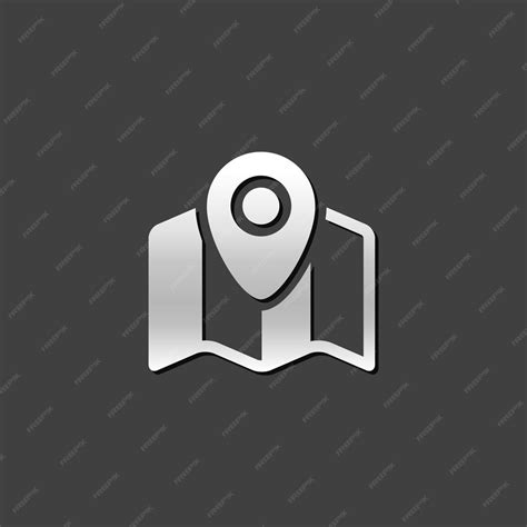Premium Vector Road Map Icon With Pin Location In Metallic Grey Color