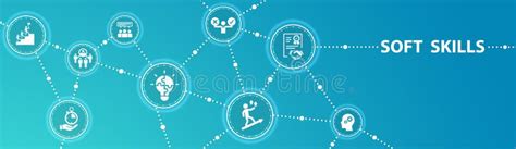 Soft Skills Containing Communication Solid Icons Vector Collection Eps 10 Stock Vector