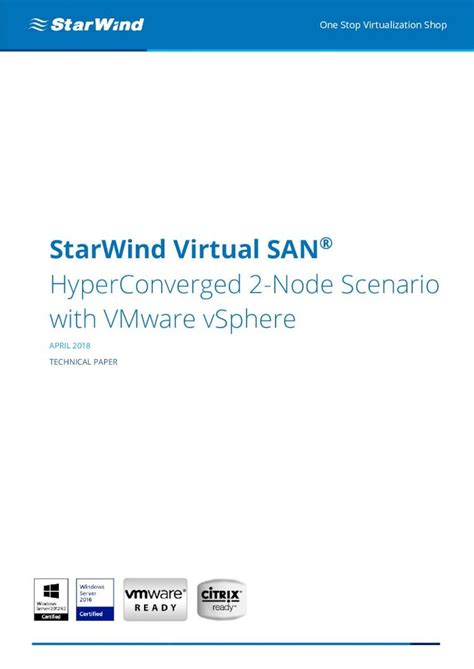 Pdf Hyperconverged 2 Node Scenario With Vmware Vsphere · 2 Node Vsphere Cluster Using Starwind