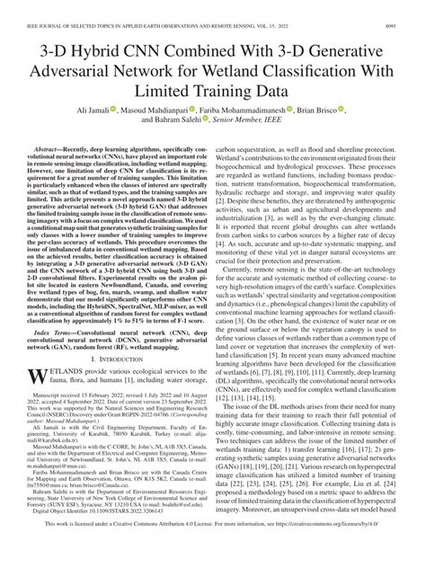 Pdf 3 D Hybrid Cnn Combined With 3 D Generative Adversarial Network For Wetland Classification