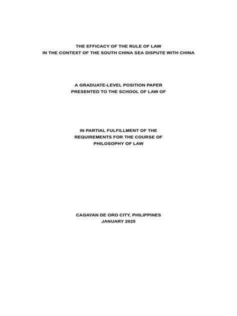 Philo Final Paper Pdf South China Sea International Law