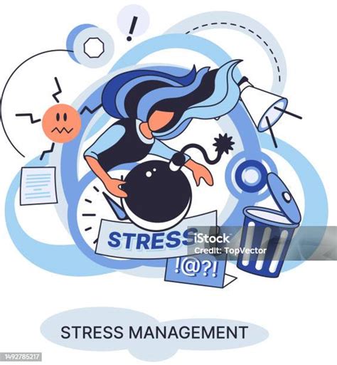 스트레스 관리 추상적 은유 압력 조절 우울증 정서적 긴장 정신 건강 Mental Wellbeing에 대한 스톡 벡터 아트 및 기타 이미지 Mental Wellbeing