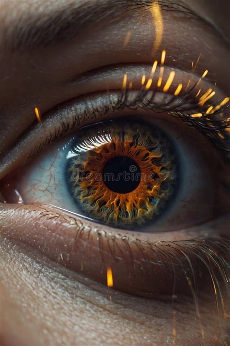 A Close Up Of A Human Eye Mid Blink With Glowing Lines Representing