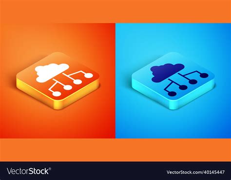 isometric network cloud connection icon isolated vector image