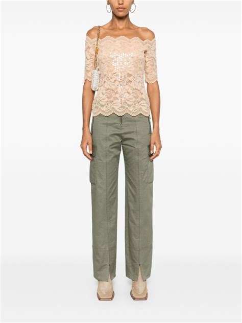 Rabanne Floral Lace Crop Top Neutrals Farfetch