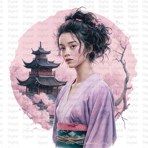 6 Japanese Geisha Watercolor Png Geisha Poster Clipart Printable
