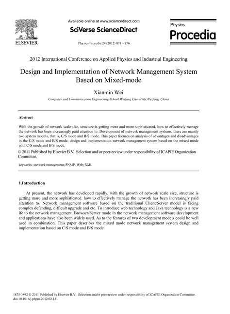 PDF Design And Implementation Of Network Management System Based On