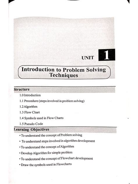 Unit 1 Introduction To Problem Solving Techniques Problem Solving