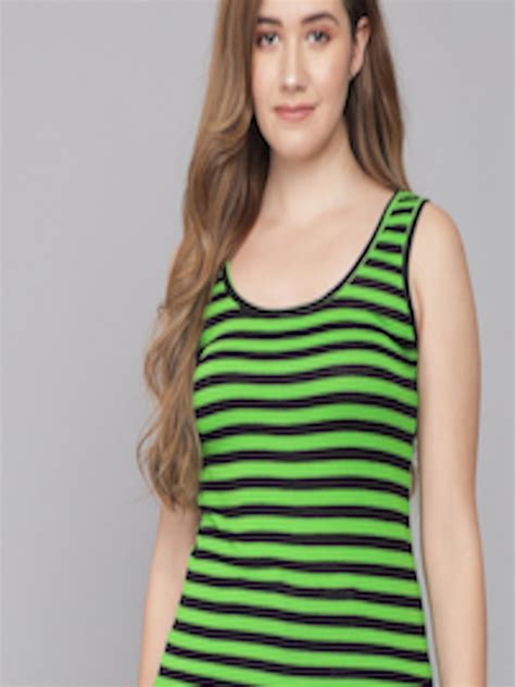 Buy Q Rious Women Green Black Striped Camisoles Camisoles For Women