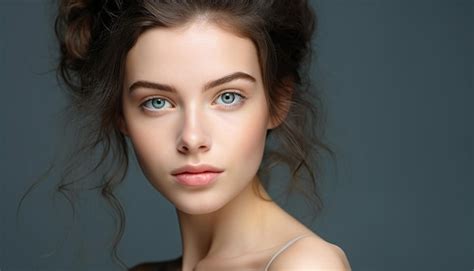 Premium Photo Beautiful Caucasian Woman With Brown Curly Hair Smiling