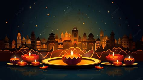 벡터 일러스트 레이 션 또는 디 왈리 축제 배경 인사말 카드 디왈리 조명 행복한 데왈리 전통적인 배경 일러스트 및 사진 무료 다운로드 Pngtree