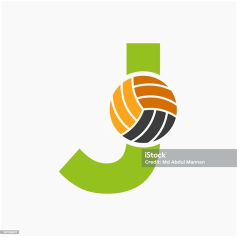 편지 J 배구 개념입니다 배구 스포츠 유형 템플릿 Championship에 대한 스톡 벡터 아트 및 기타 이미지