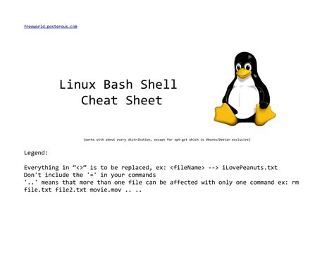 Linux Bash Shell Cheat Sheet Freeworld Posterous Linux Bash Shell Cheat Sheet Works With