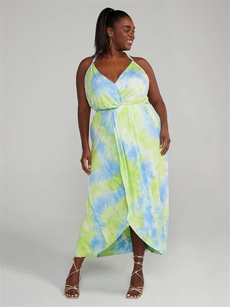 Plus Size Tie Dye Halter Style Maxi Dress Fashion To Figure
