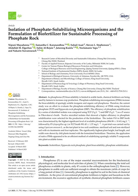 Pdf Isolation Of Phosphate Solubilizing Microorganisms And The