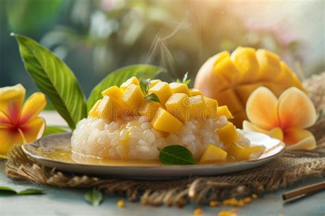 Delicious Thai Mango Sticky Rice Sweet Aroma Of Ripe Mangoes And