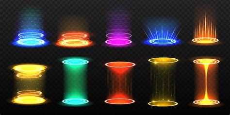 Premium Vector Level Up Effect Realistic Teleportation Portal