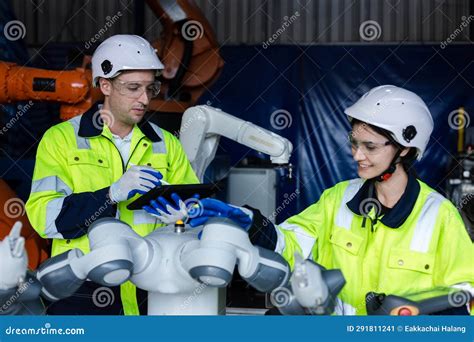 Concept Of New Manufacturing Industry Engineer Teamwork Using Tablet