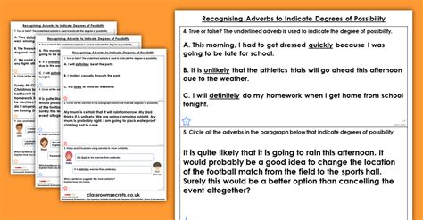 Year 5 Recognising Adverbs To Indicate Degrees Of Possibility Homework