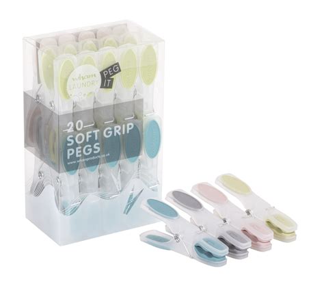 Laundry Set Of 20 Soft Grip Pegs Assorted 11766 What More Uk