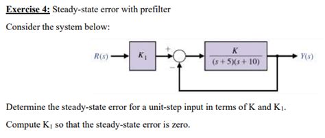 Solved Exercise Steady State Error With Prefilter Chegg