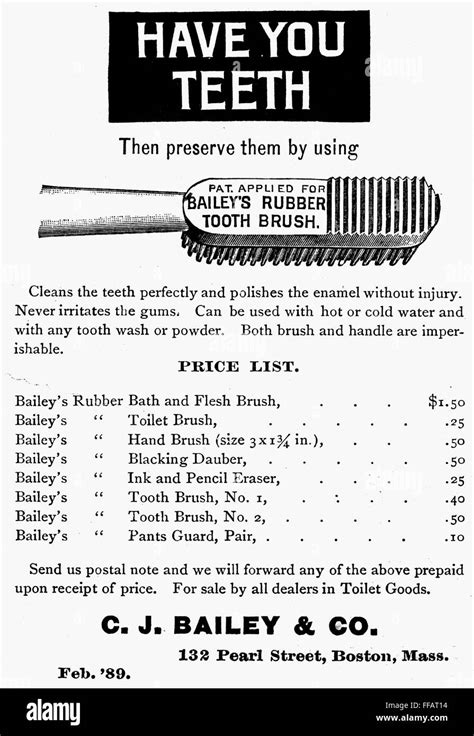 Bailey S Toothbrush Namerican Advertisement Stock Photo Alamy