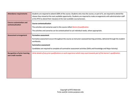 Rto Materials Training And Assessment Strategy Template Individual Unit V6 0 Page 6