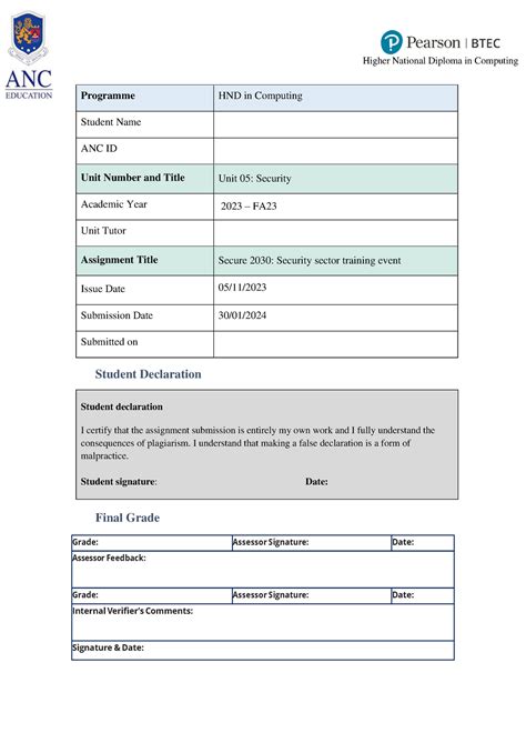 Module Assignment Student Declaration Student Declaration I Certify