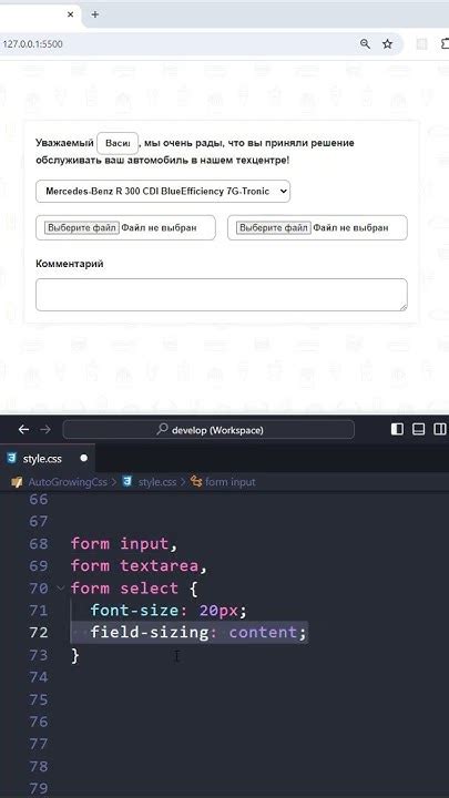 Новое Css свойство Field Sizing ширина полей формы зависит от