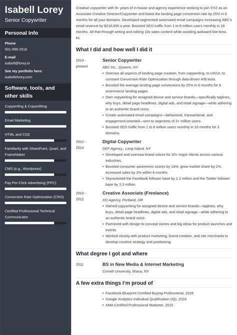 Copywriter Resume Examples Guide 20 Tips