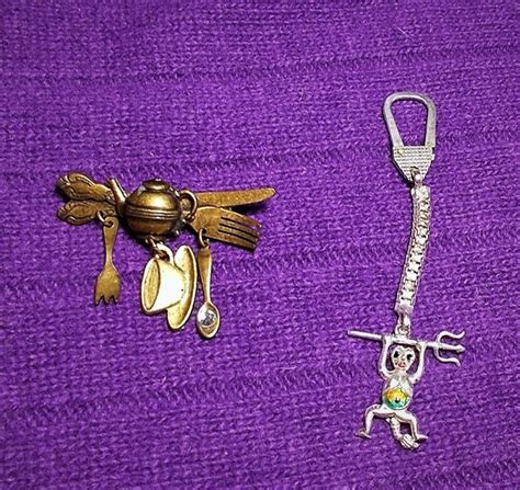 Sale Tiny Vintage Unmarked Devil Silver Plate Key Rin Gem