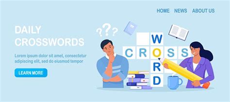 사람들은 빈 상자를 글자로 채우는 거대한 십자말 풀이를 해결합니다 연필 퍼즐을 가진 작은 캐릭터 두뇌 훈련 논리 게임 수수께끼에 대해 생각하는 여자와 남자 여가 시간