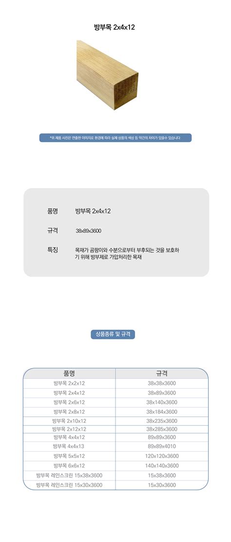 방부목 2x4x12 방부재 데크재 집성재 건축자재 싹다