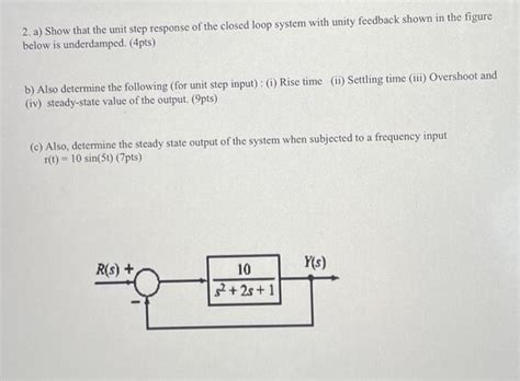 Solved A Show That The Unit Step Response Of The Closed Chegg