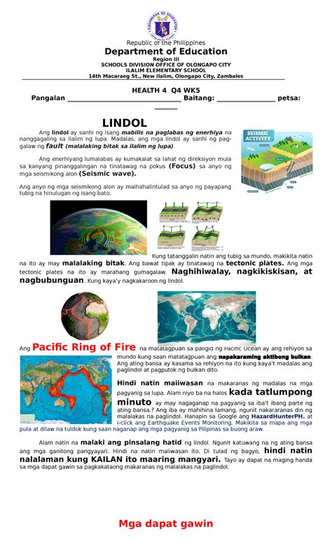Health 4 Q4 Wk5 Las Learning Activity Sheet Republic Of The