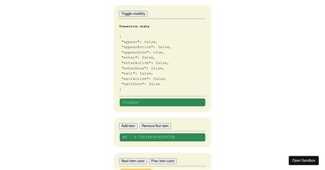 Preact Transitioning Examples Codesandbox