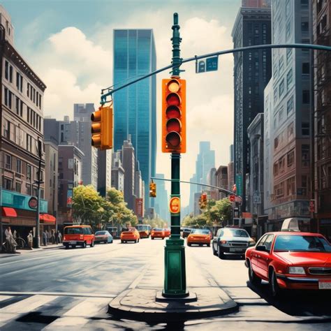 A Semaphore Traffic Control And Regulation Concept Premium Ai Generated Image