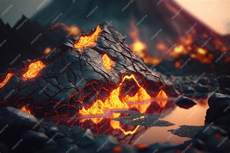 Premium Ai Image Volcano Land Ai Closeup Hot Liquid Magma