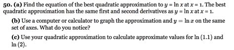 solved 50 a find the equation of the best quadratic