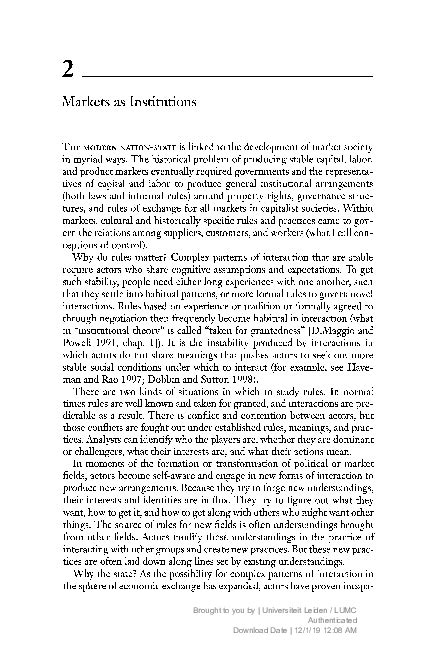Pdf The Architecture Of Markets An Economic Sociology Of Twenty