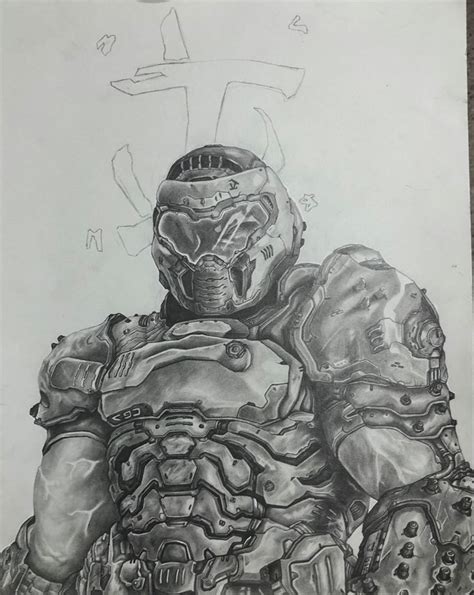 Doom Slayer Drawing Dark Fantasy Artwork Realistic Drawings Drawings