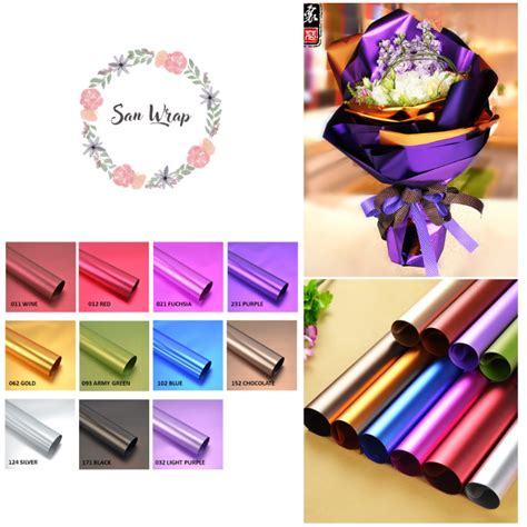 Lembar Flower Wrapping Paper Varian Metallic Glossy Premium